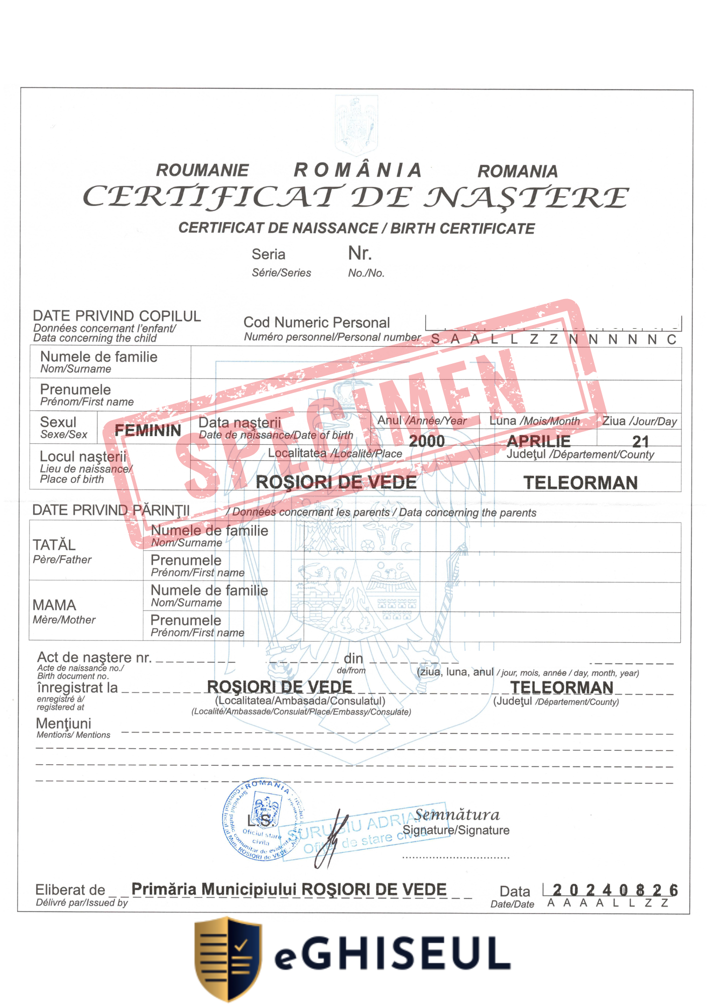 Eliberare Certificat de Naștere Pierdut - Aplică Online
